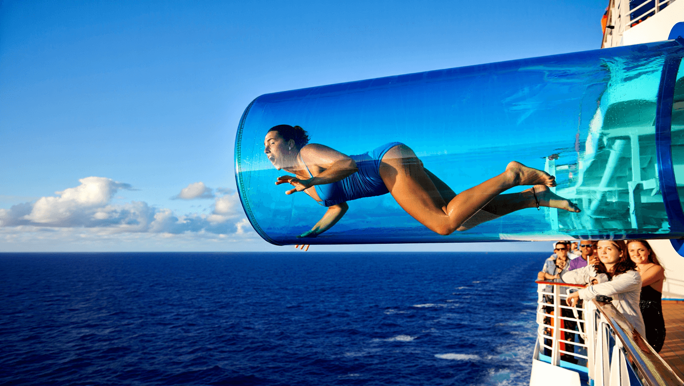 Cruise passenger stuck on cruise ship waterslide 150 feet above open ...